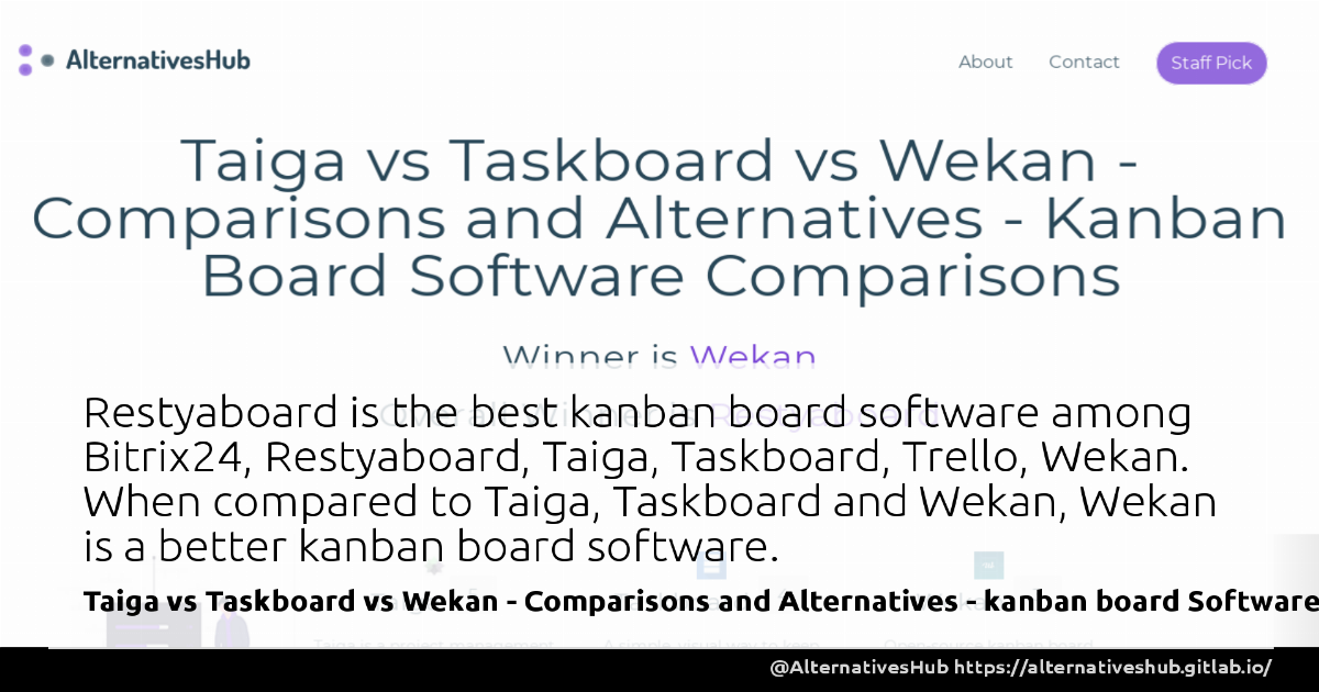 Taiga vs Taskboard vs Wekan - Comparisons and Alternatives - kanban ... Taiga vs Taskboard vs Wekan - Comparisons and Alternatives - kanban ...