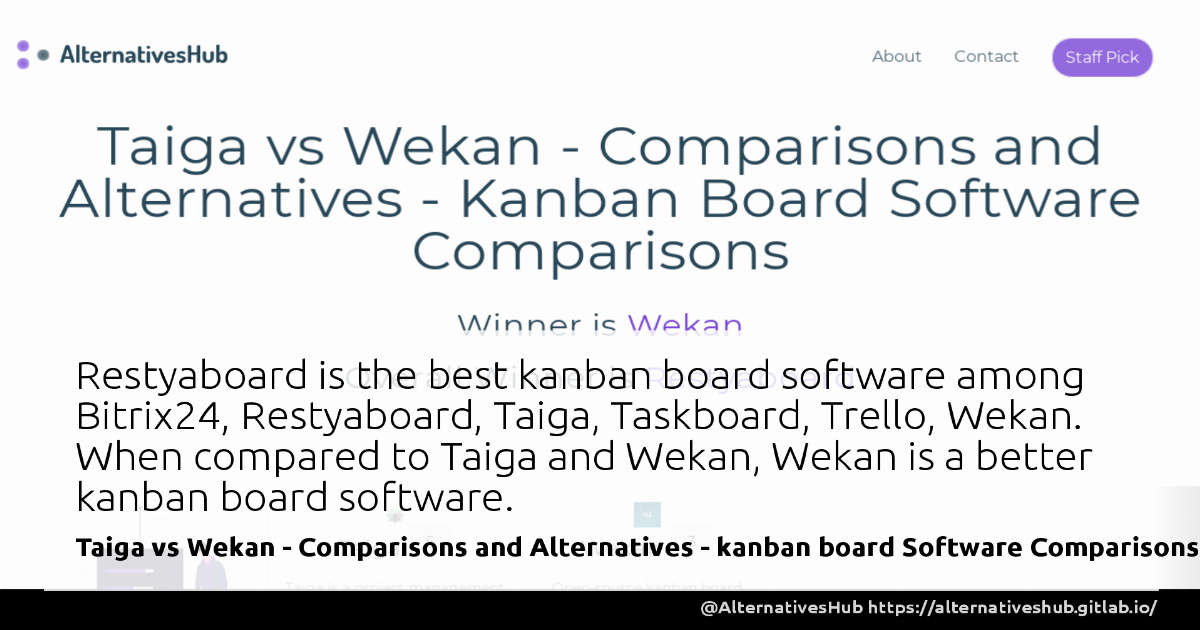 Taiga vs Wekan - Comparisons and Alternatives - kanban board Software ... Taiga vs Wekan - Comparisons and Alternatives - kanban board Software ...